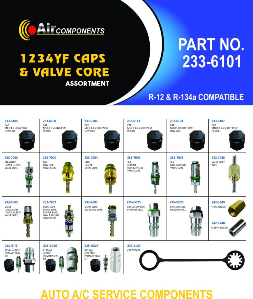 1234YF Universal Service Caps and Valve Core Kit - Air Components